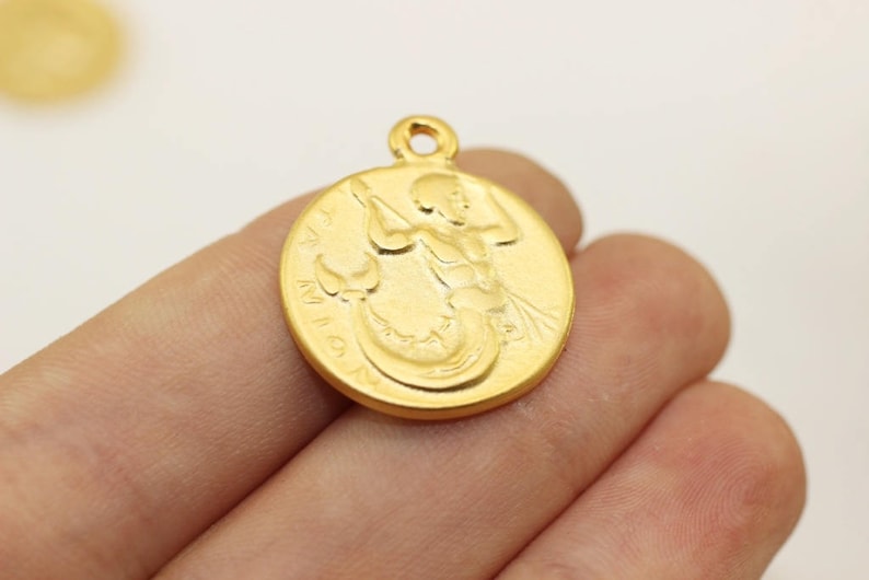 Matt Gold Plated Coins 22x26 Mm Gold Pendant Double Side - Etsy