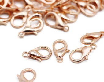 10 Pcs 12mm Rose Gold Lobster Clasps, Claw Clasps, Lobster Claw Clasps ...