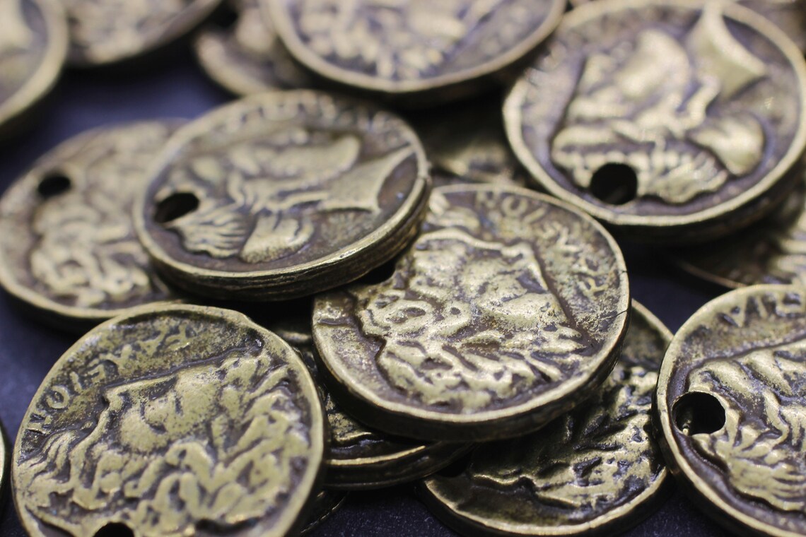 Antique Bronze Coins 18 Mm Bronze Pendant Double Side - Etsy