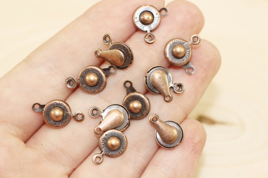 Antique Copper Snap Clasp (9mm), Toggle Clasps, UFO Bracelet Clasps ...