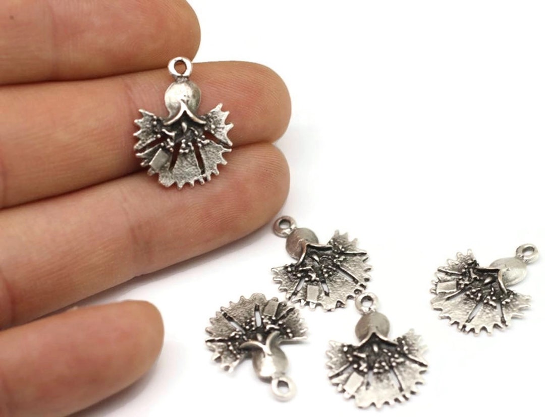 Matt Silver Carnation Charms, 21x16mm Carnation Pendants, Brass ...