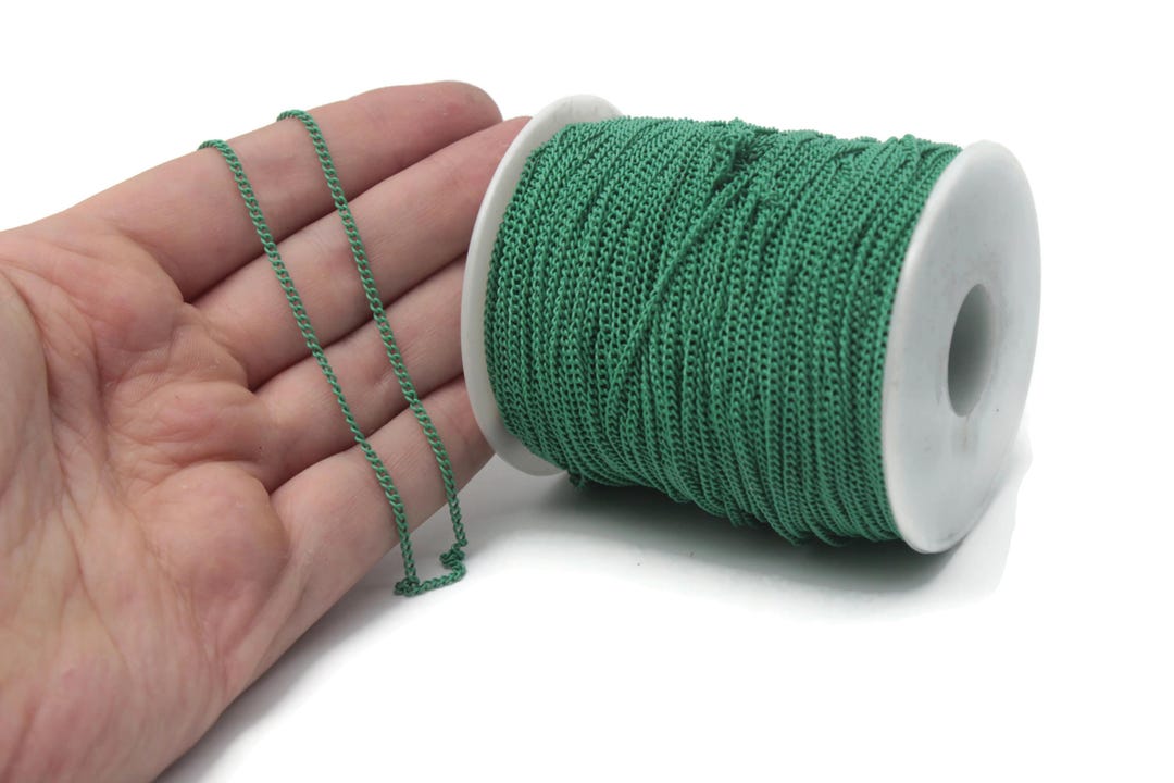 Green 2x2 Mm Small Metal Chains, Curb Chains, Necklace Chain, Chain ...