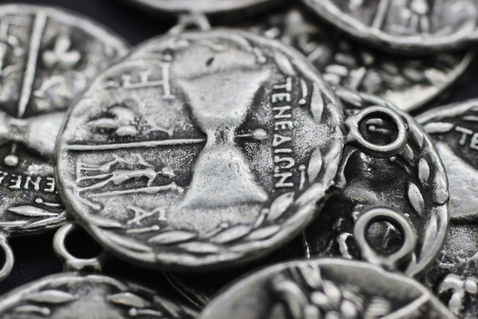 Matt Silver Coins 28x34 Mm Silver Pendant Double Side - Etsy