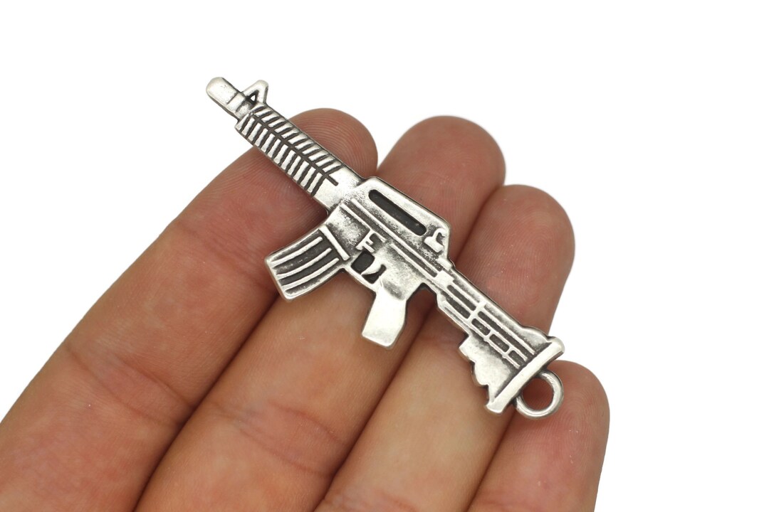 Antique Silver Plated M4 Charms | Personalized Gift | Gun Necklace ...