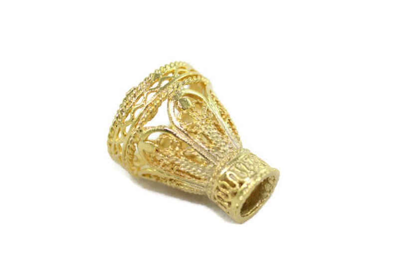 Gold Plated Filigree Cone Bead Caps, Gold Plated Filigree Caps, Flower ...