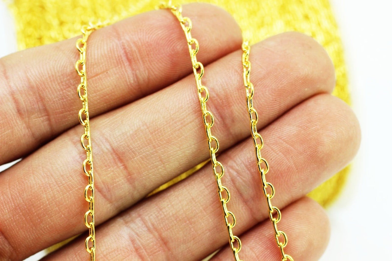 Gold Tone Chains, 3 Mm Curb Chains, Brass Chains, Flat Cable Chains ...