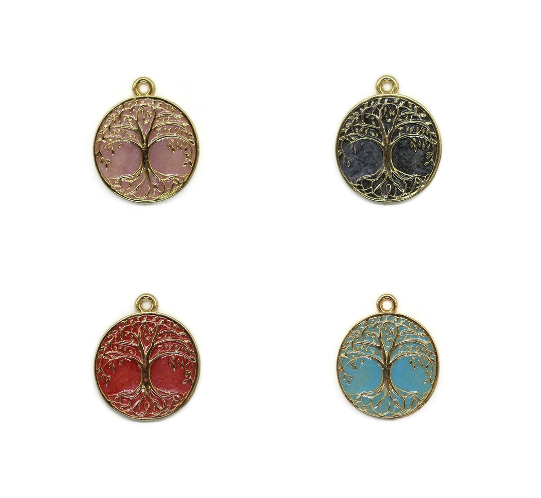 Gold Plated Tree of Life Pendant | Enamel Tree of Life Necklace ...