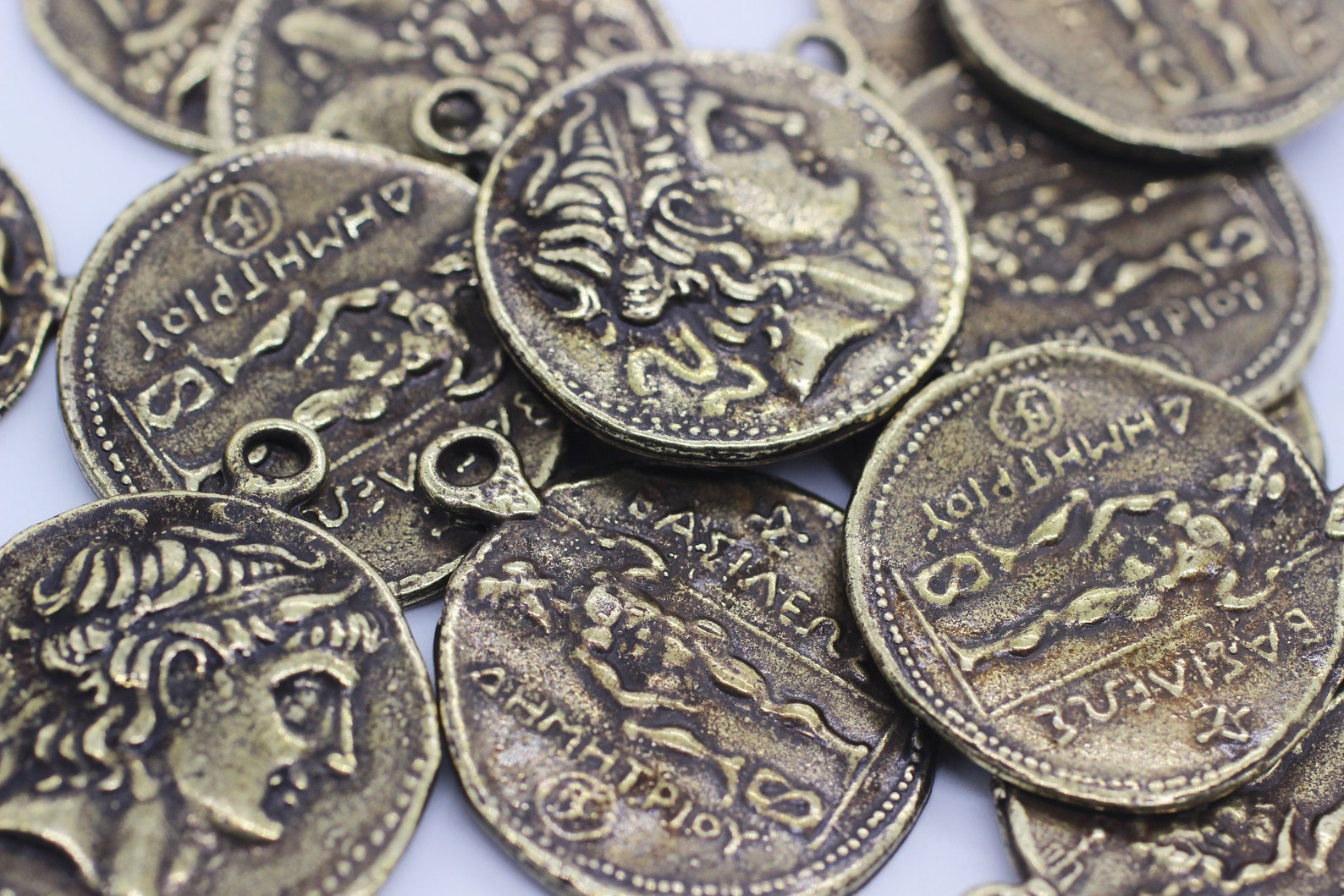 Antique Bronze Coins 27x33 Mm Bronze Pendant Double Side - Etsy