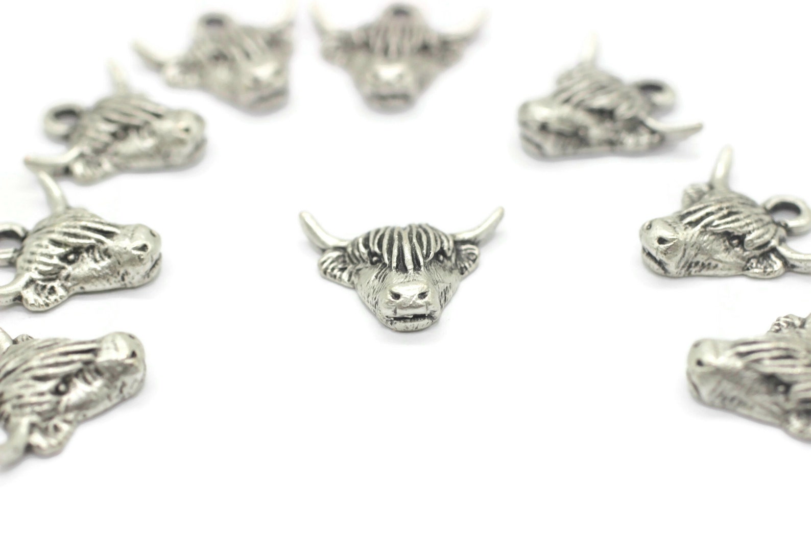 Matt Silver Scottish Highland Cow Charm Personalized Gift - Etsy