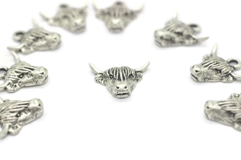 Matt Silver Scottish Highland Cow Charm Personalized Gift - Etsy