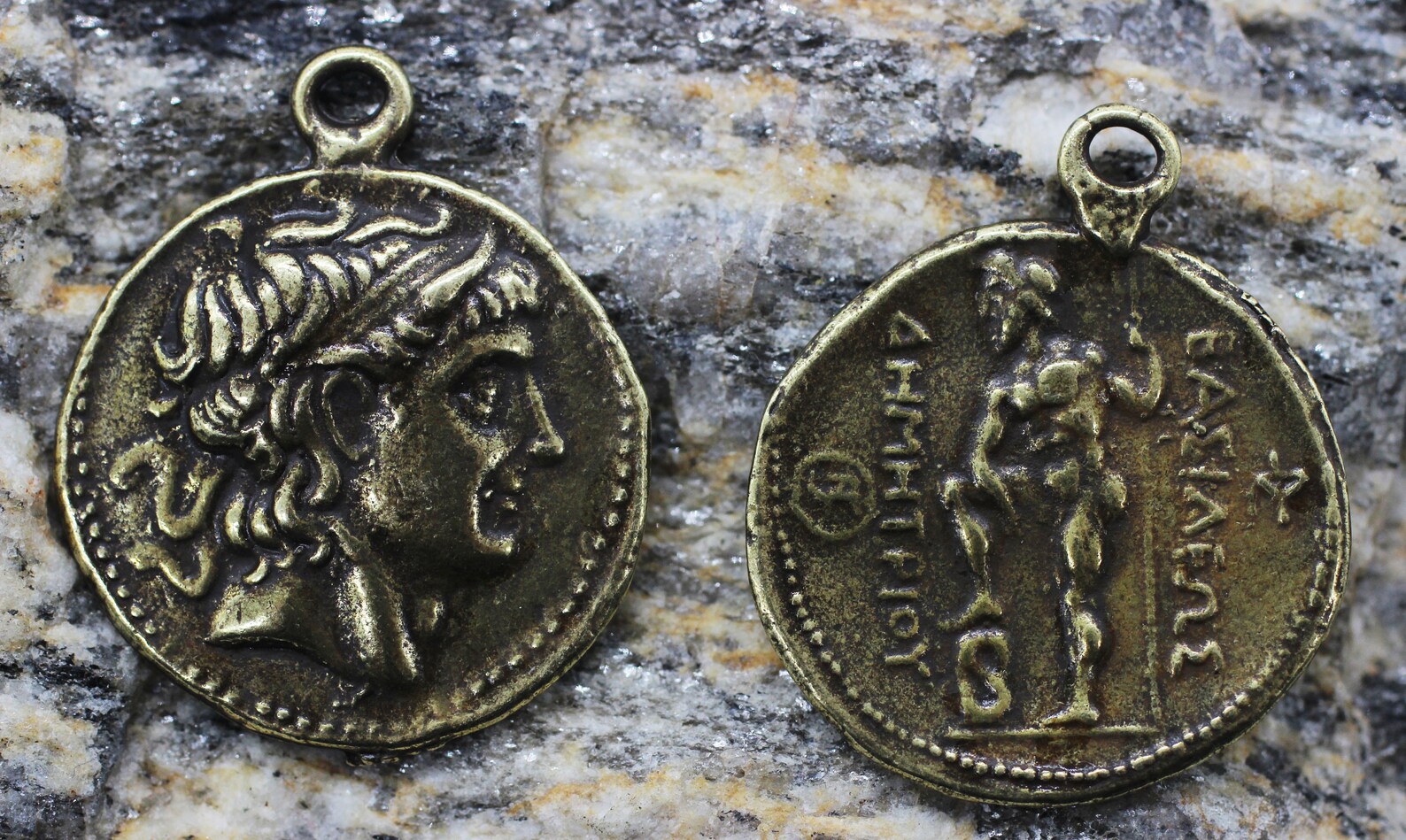 Antique Bronze Coins 27x33 Mm Bronze Pendant Double Side - Etsy