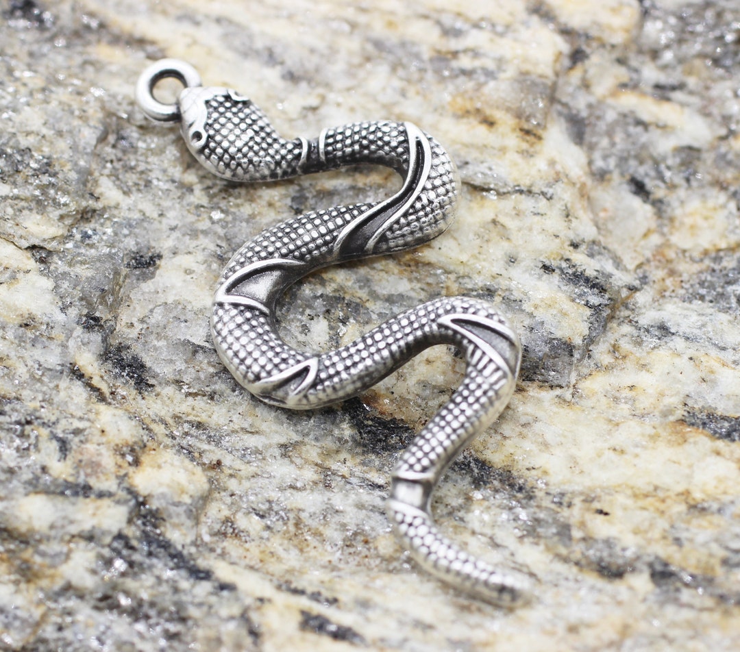 Matt Silver Snake Charms, 24x52 Mm Snake Pendant, Earring Charms, Cobra ...