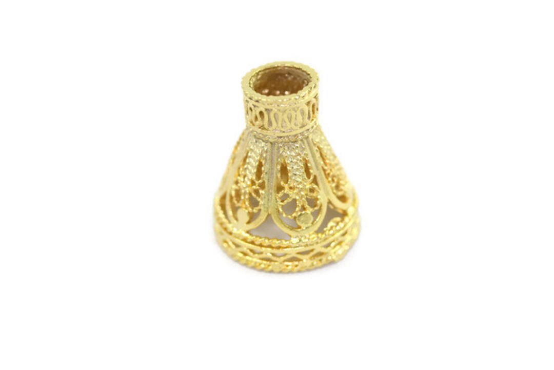 Gold Plated Filigree Cone Bead Caps, Gold Plated Filigree Caps, Flower ...