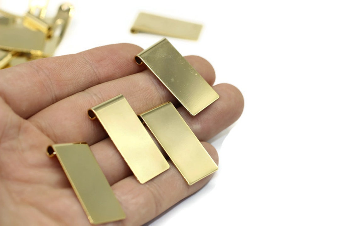 Shiny Gold 15x32mm Rectangle Bended, Rectangle Blanks, Rectangle ...