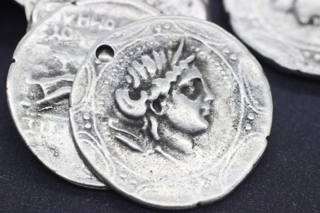 Matt Silver Cleopatra Coin Pendant, 28 Mm Silver Pendant, Coin Charms ...