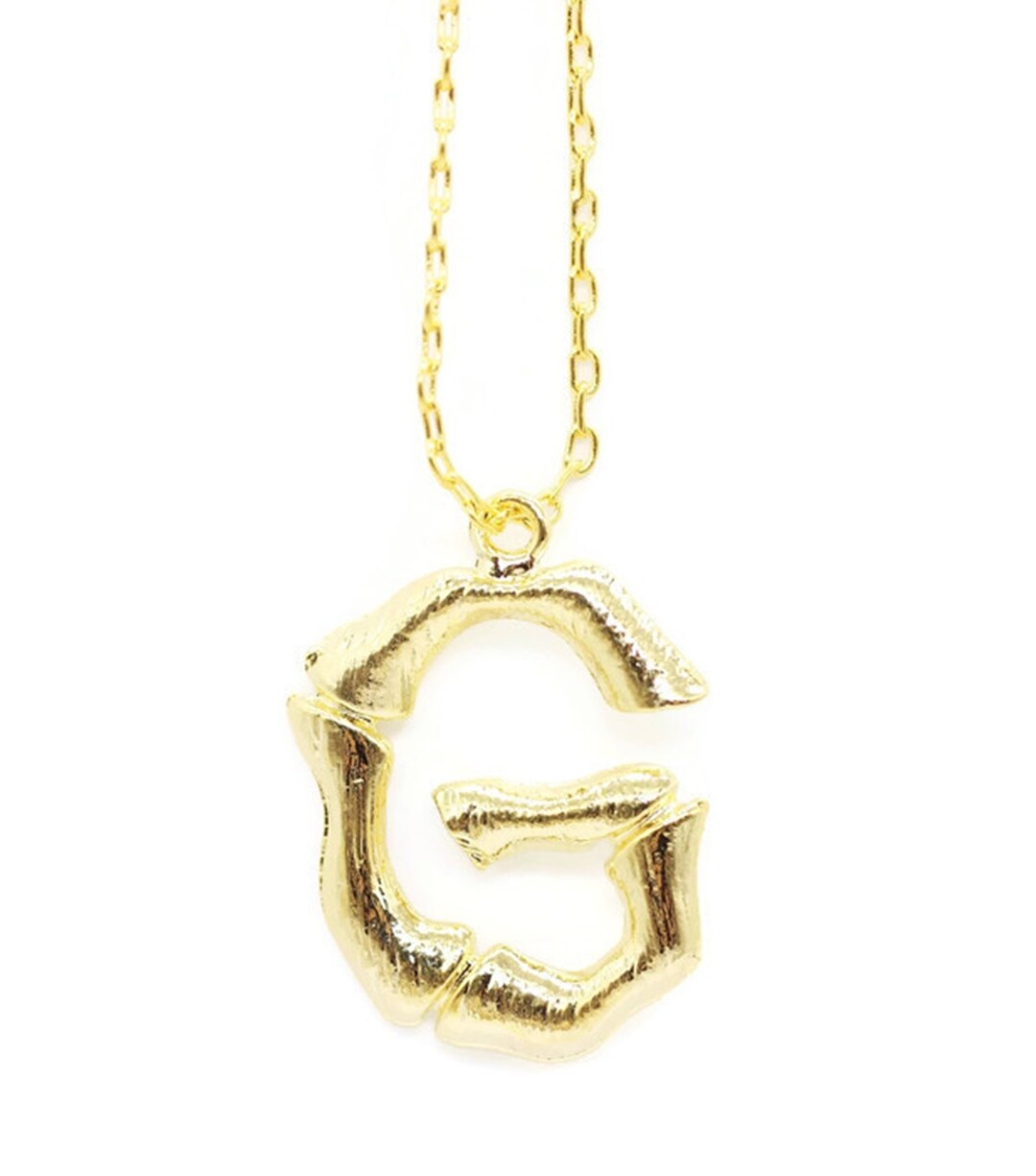 Letter G, Initial Alphabet Letter Pendant Necklace 24K Shiny Gold ...