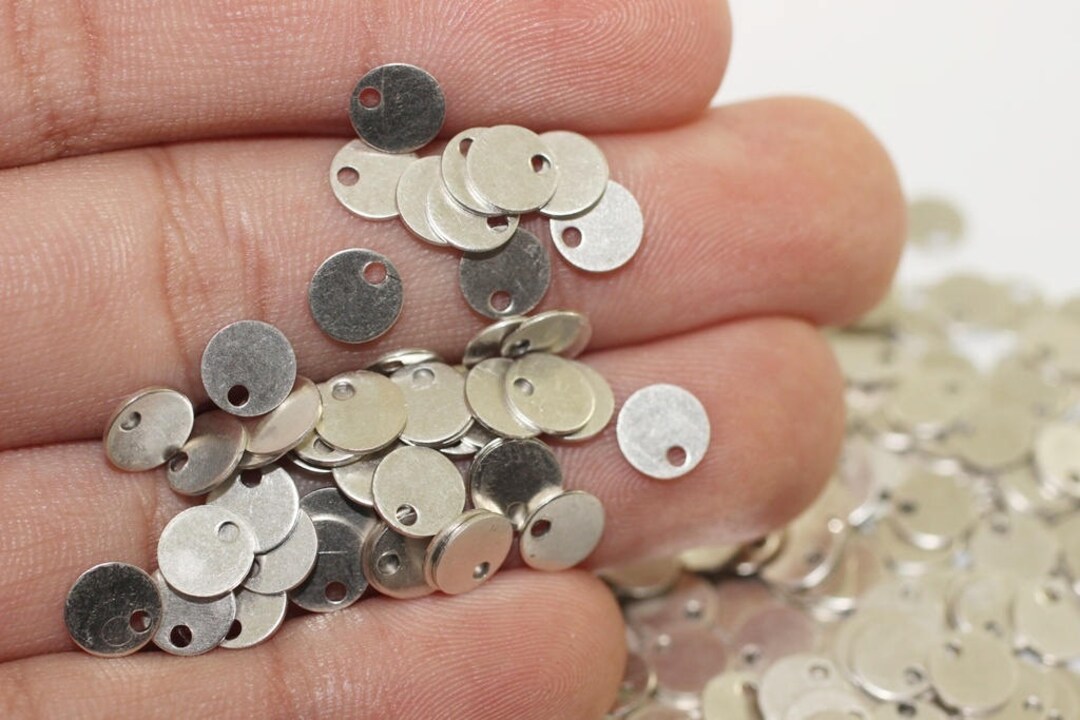 6 Mm Matt Silver Plated Coins Charm, Round Stamping Discs, Stamping ...