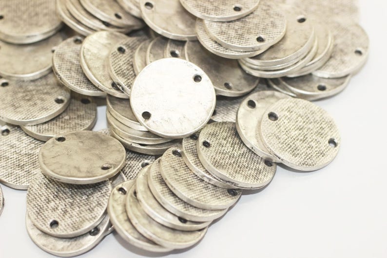 Matt Silver Plated Hammered Coin Discs 22 mm Round | Etsy