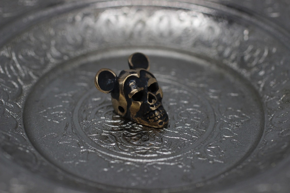 1 Pc Solid Bronze Mickey Mouse Skull Beads, 16 X 18 Mm Skull Beads With ...