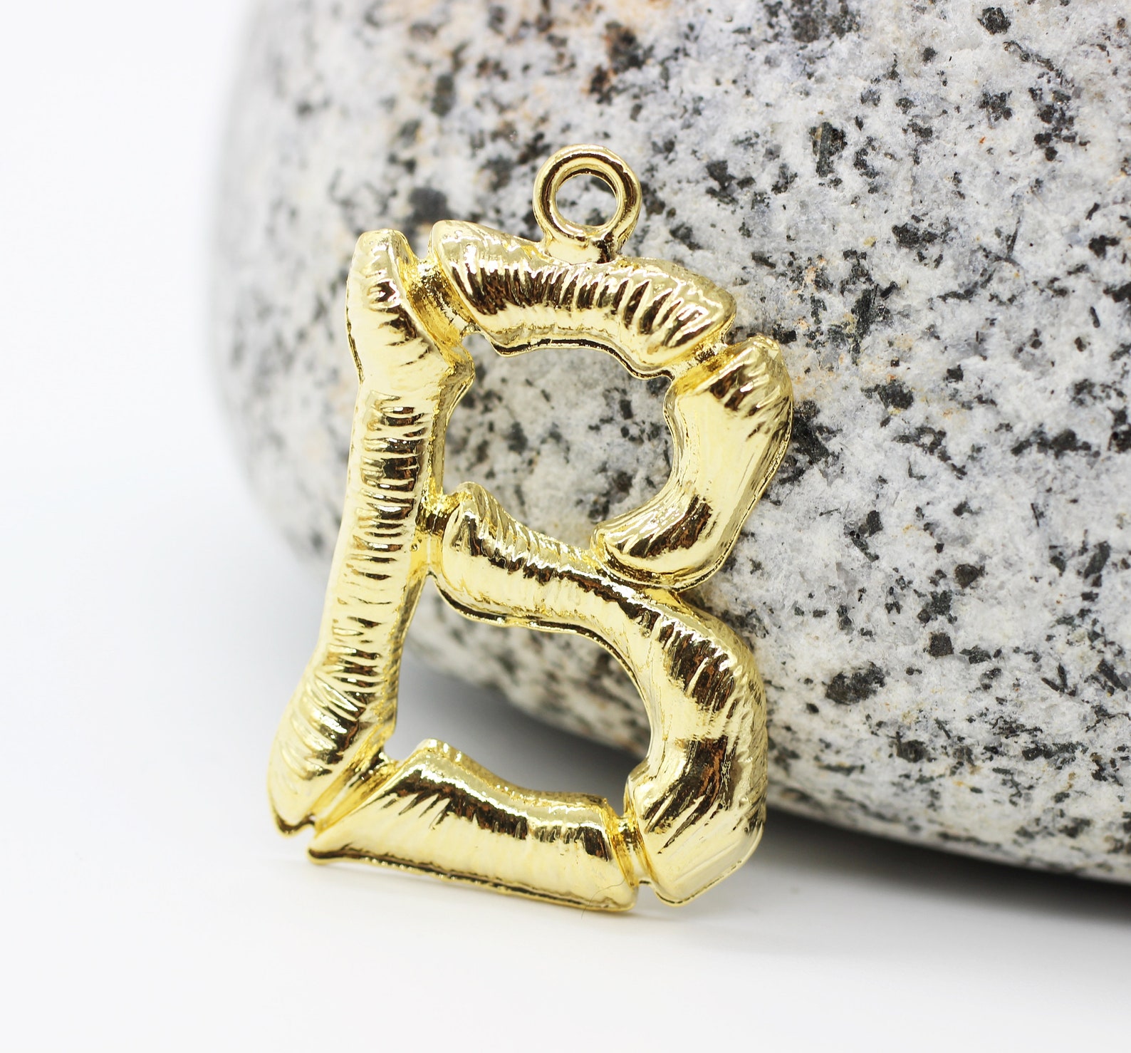 Letter B, Initial Alphabet Letter Pendant Necklace in 24k Shiny Gold ...