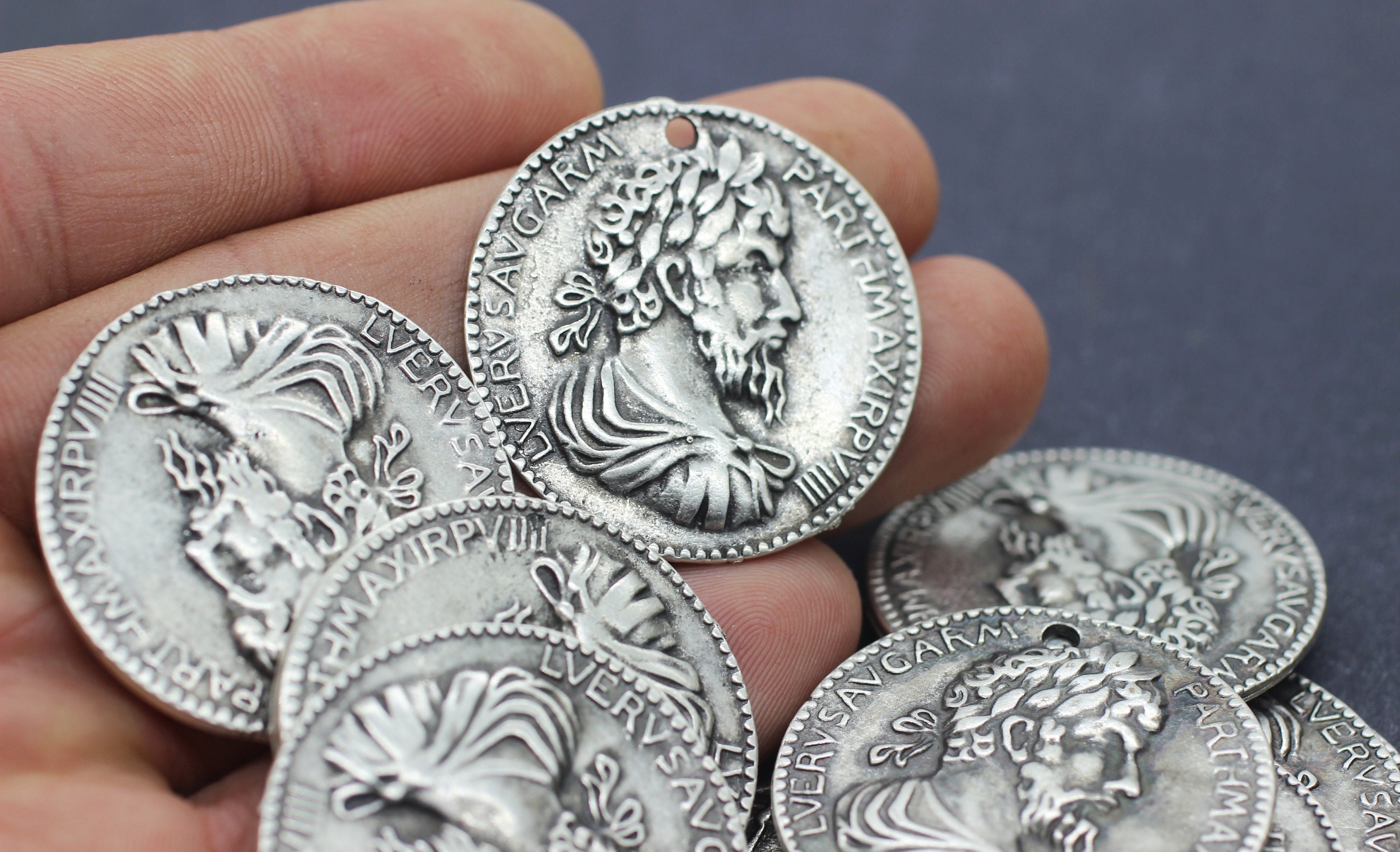 Roman Empire Imperial Emperor Ceasar Matt Silver Coins 35 Mm - Etsy