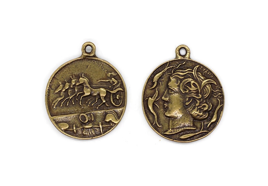 Antike Bronze Münzen, 35x42 mm Bronze Anhänger, doppelseitige Charms ...