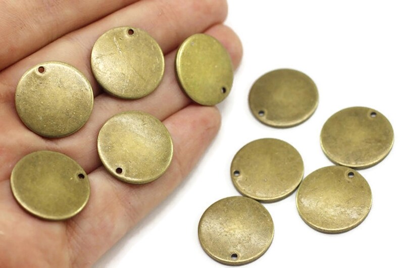1.4x20mm Antique Bronze Disc, Hand Stamping Disc, 20mm Disc Necklace ...