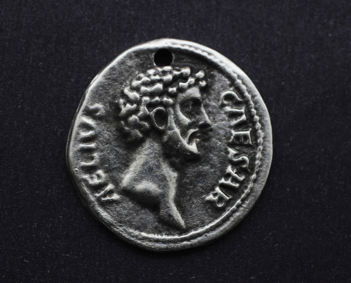 Roman Empire Emperor Ceasar Replica Coin, Matt Silver Coins, 27 Mm ...