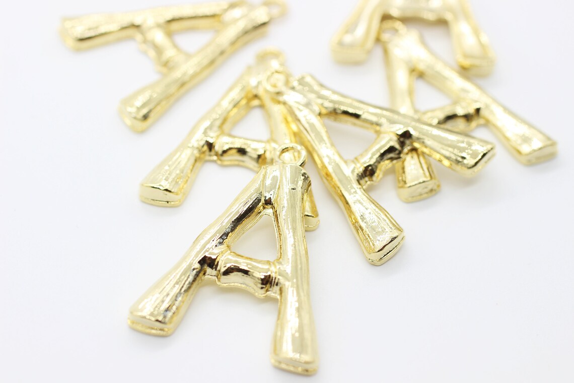 Letter A, Initial Alphabet Letter Pendant Necklace 24k Shiny Gold ...