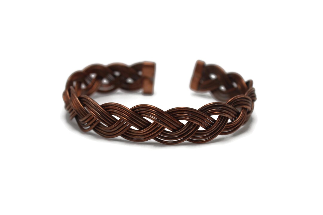 13 Mm Handmade Braided Copper Wire Cuff Bracelet for Men and Women ...