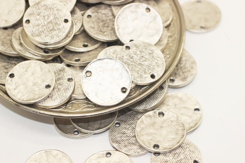 Matt Silver Plated Hammered Coin Discs 22 Mm Round - Etsy