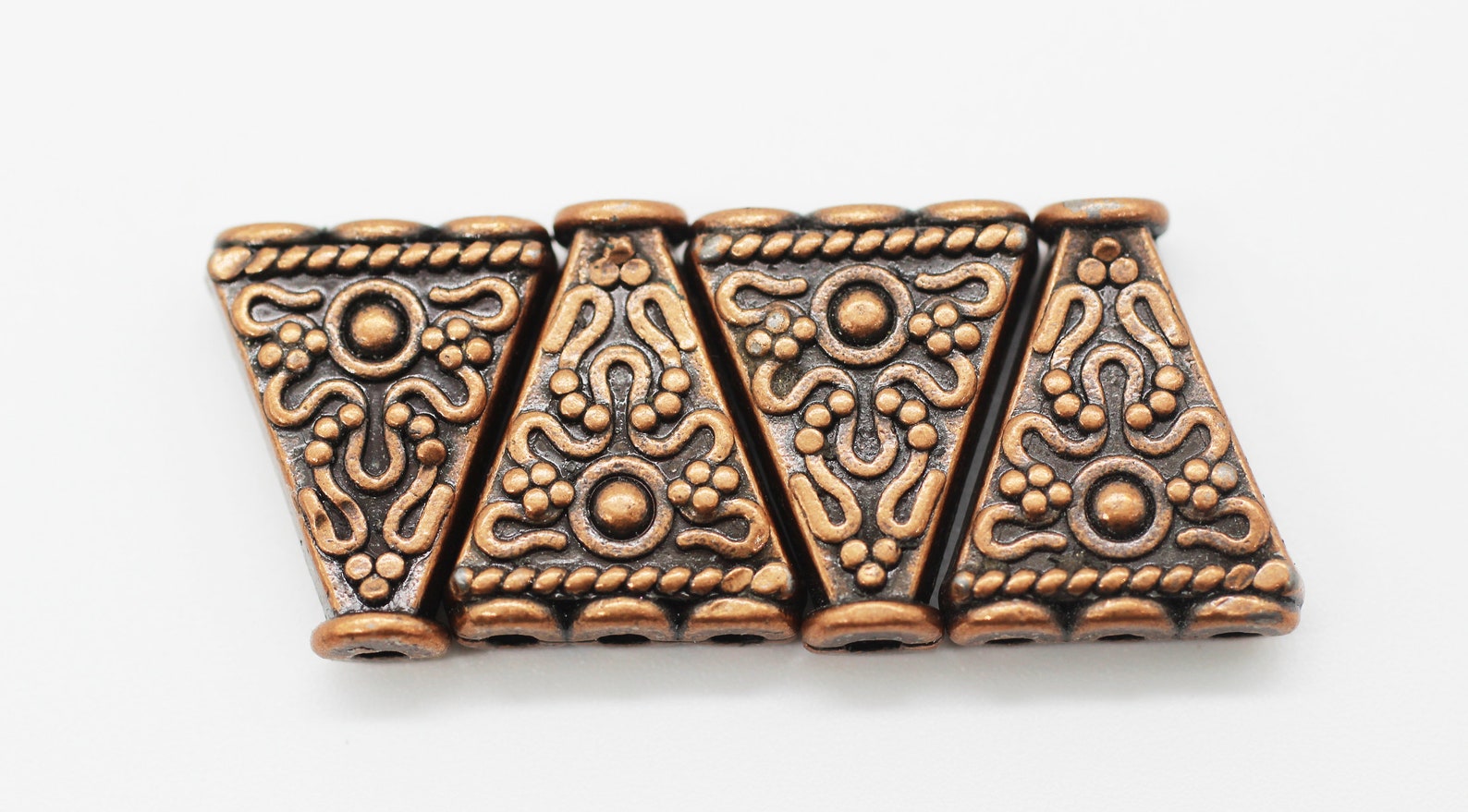 Antique Copper Multi Strand Filigree Bead Caps, 3 Hole Connector, Conic ...