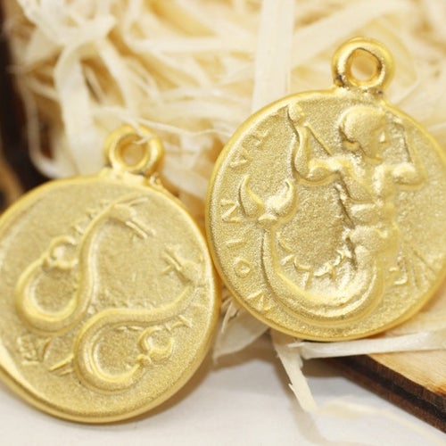 Matt Gold Coins 31x35 Mm Gold Pendant Medallion Pendant | Etsy