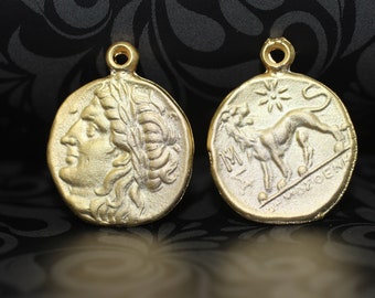 Ancient Greek Coins Matt Gold Coins Coin Pendant Double | Etsy