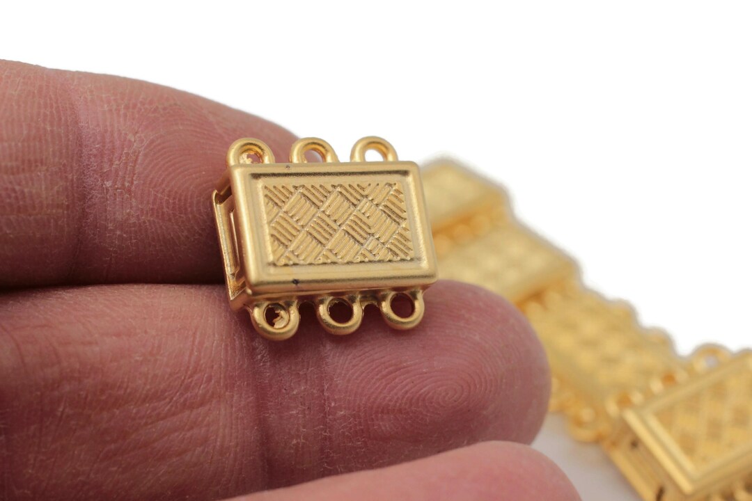 Gold Plated 3 Holes Multi Strand Clasps, Multi Strand Necklace Clasps ...