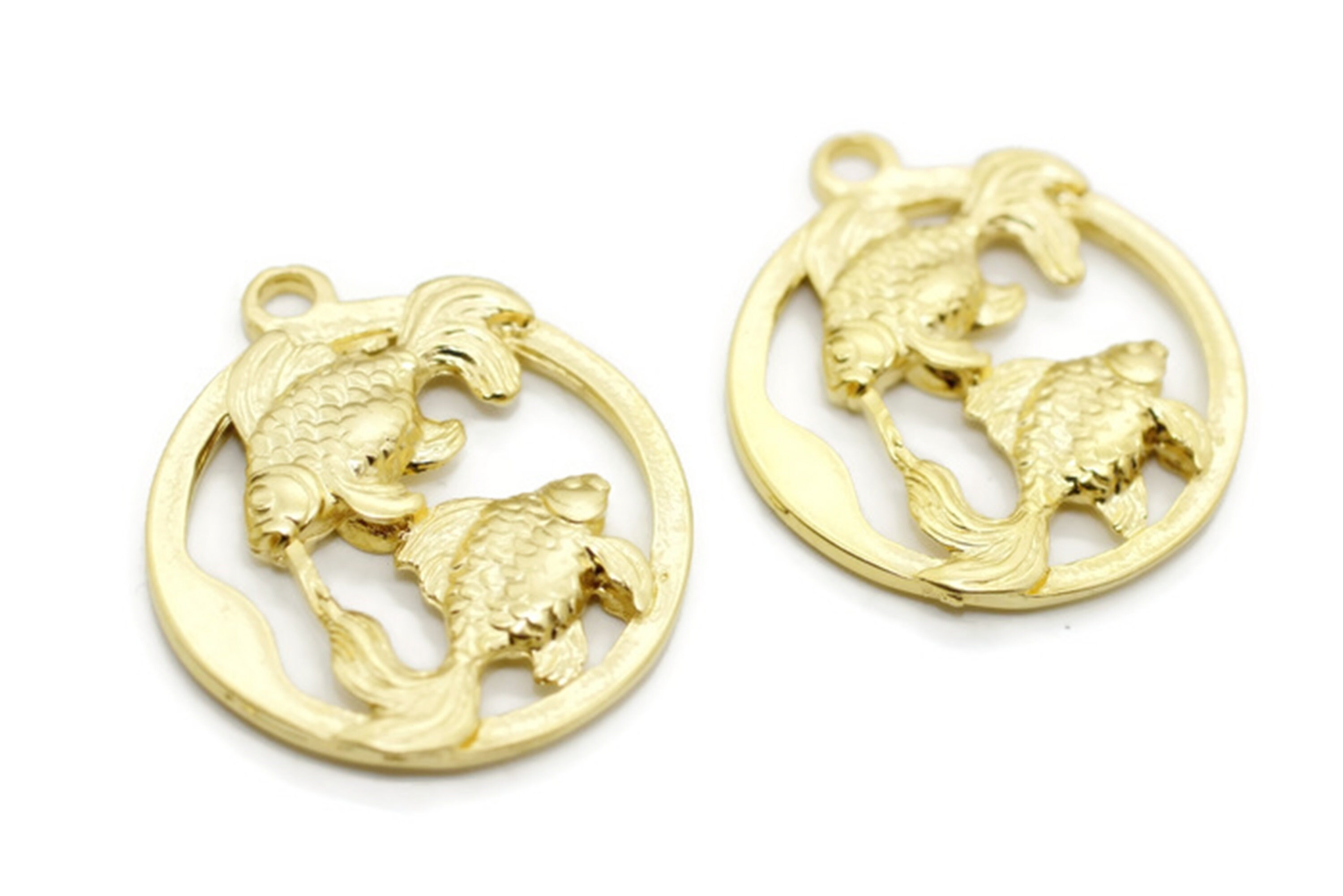 Matt Gold Pisces Charms 34x38mm Zodiac Charms Horoscope - Etsy
