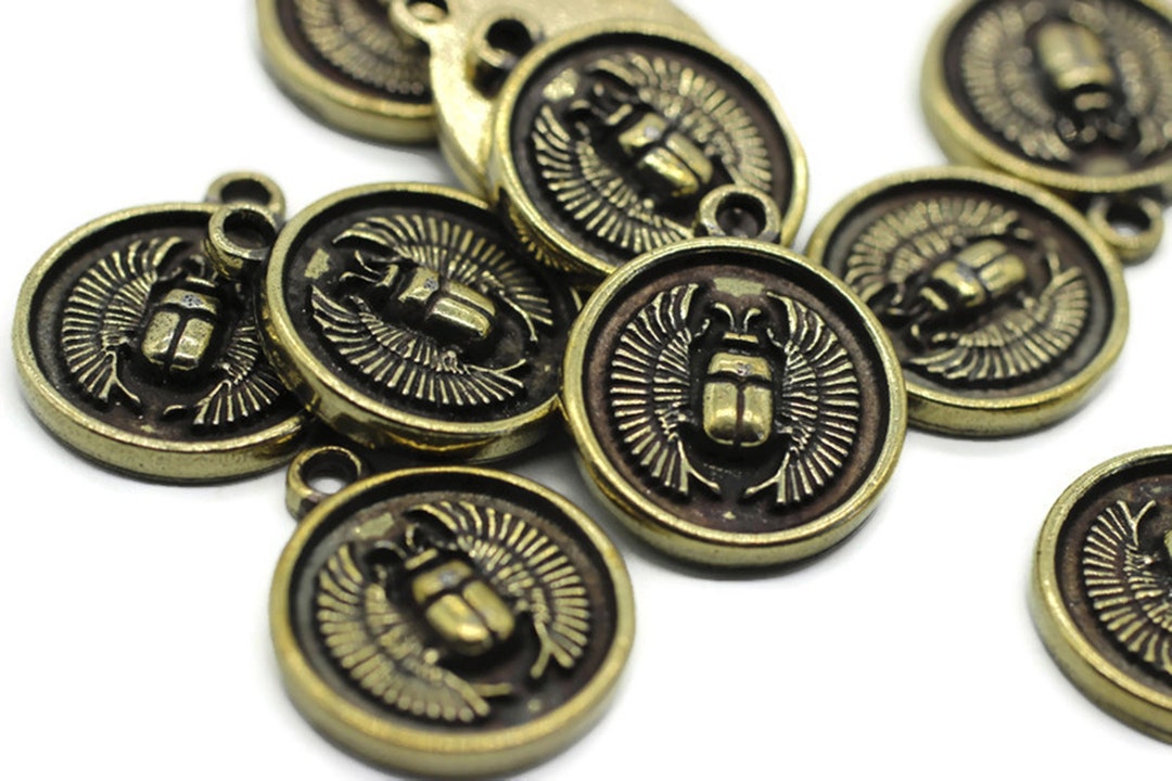Bronze Pharaoh's Beetle Charms, 19x23mm Egypt Charms, Pharaoh Charms ...