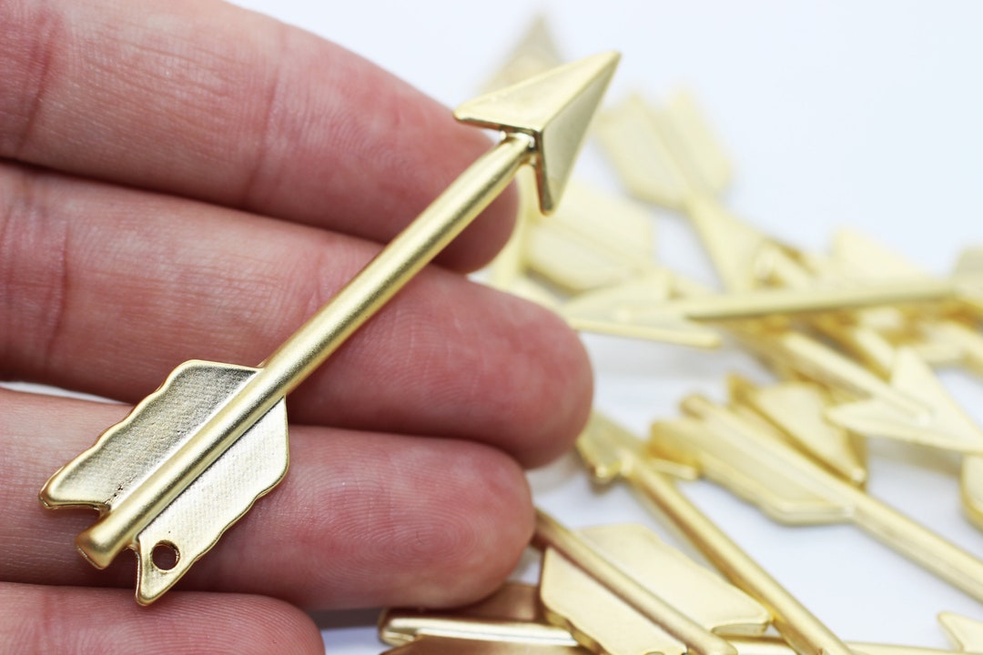 Matt Gold Plated Large Arrow Charms, 13x62 Mm Gold Arrow Pendants ...