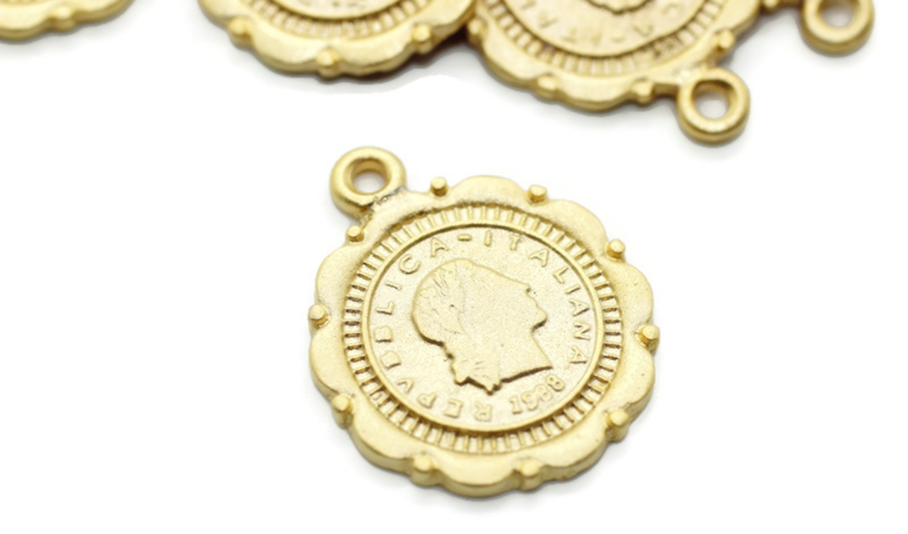 24 K Matt Gold Plated Coins 24x29 Mm Gold Pendant Italian - Etsy