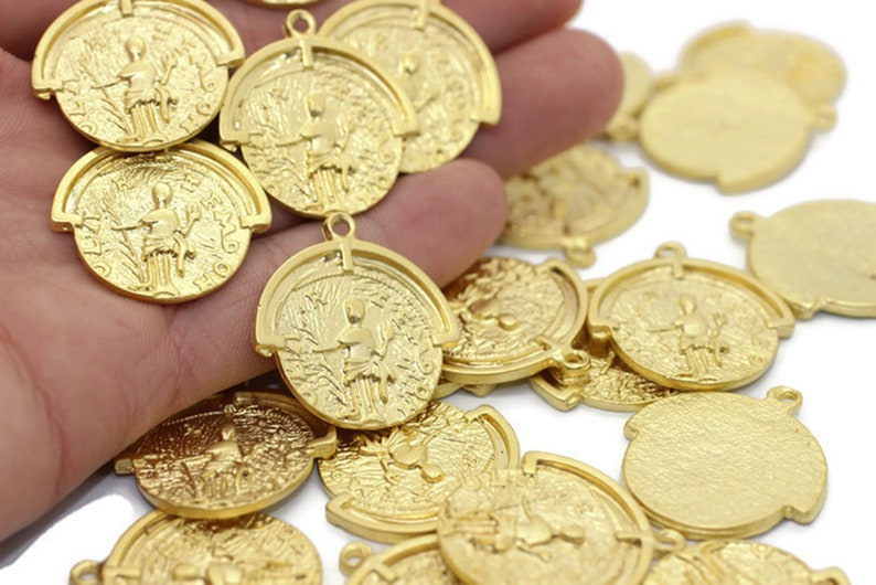 24 K Matt Gold Coin Pendant, 28x30mm, Greek Coins, Egypt Coins ...