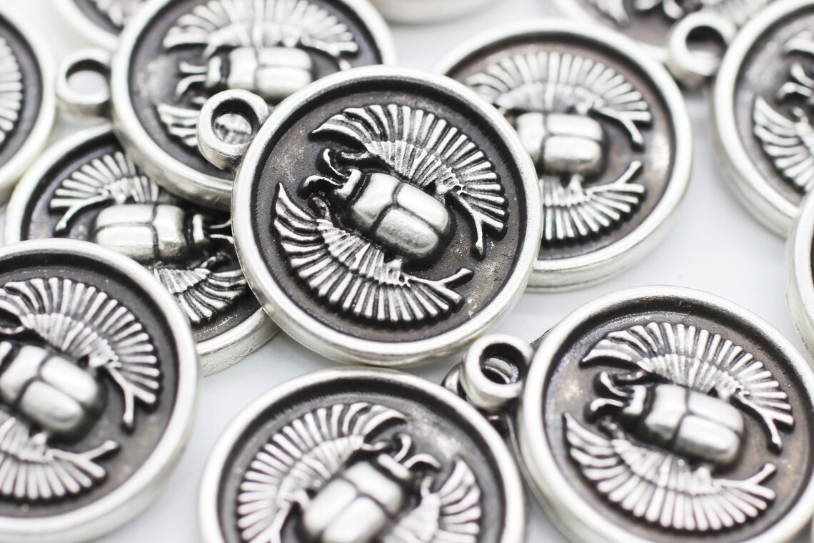 Silver Pharaoh's Beetle Charms 19x23mm Egypt Charms - Etsy