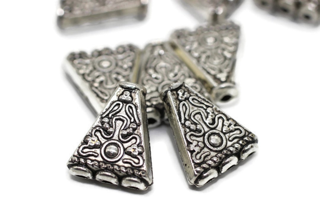 Antique Silver Multi Strand Filigree Bead Caps, 3 Hole Connector, Conic ...