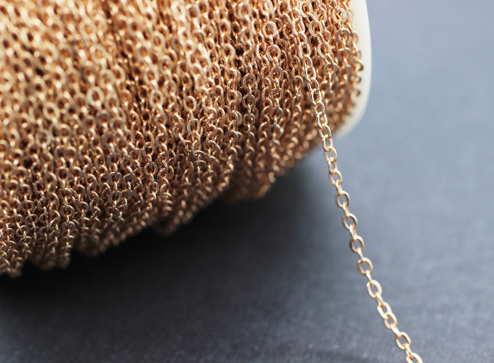 Rose Gold Chains 1.5x1.5 Mm Tiny Metal Chains, Rose Rolo Chain ...