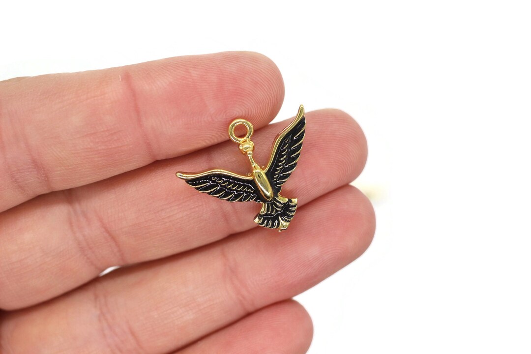 20x24 Cm Shiny Gold Plated Albatross Necklace, Enamelled Early Bird ...