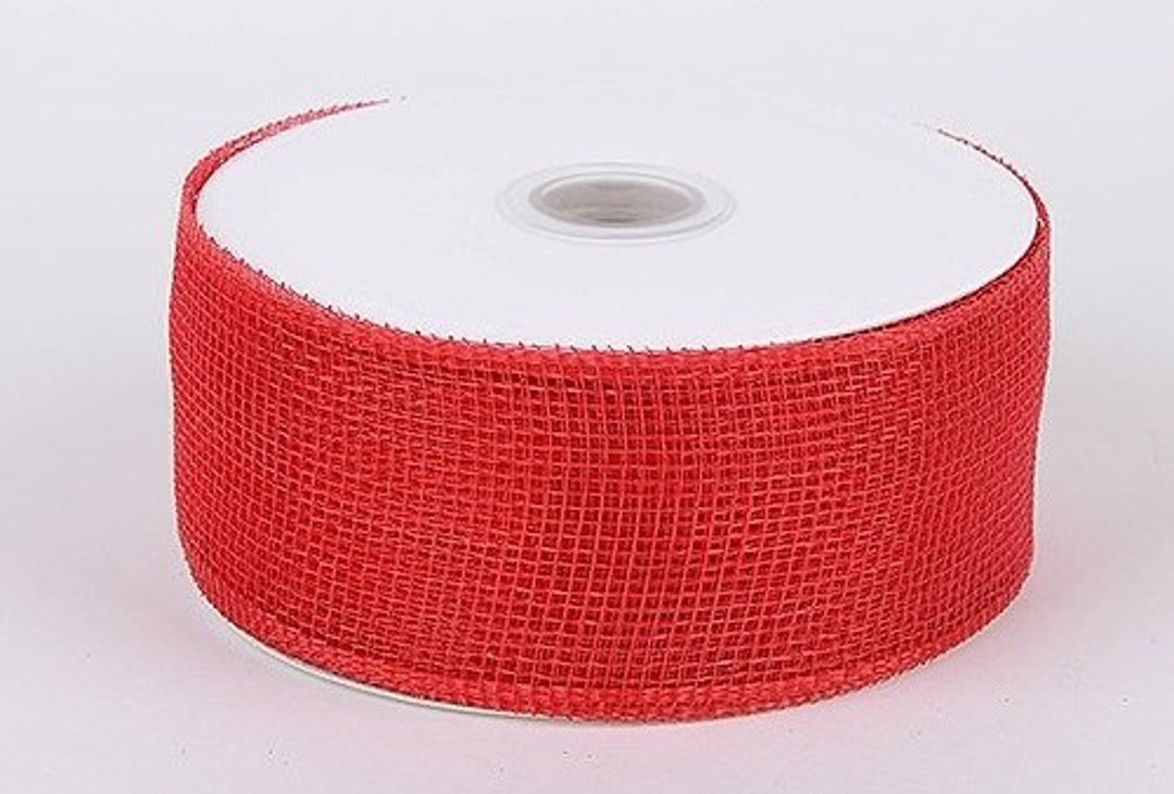 Red Floral Mesh Ribbon. 2.5 in X 25 Yards Roll. Poly Deco Mesh Roll ...