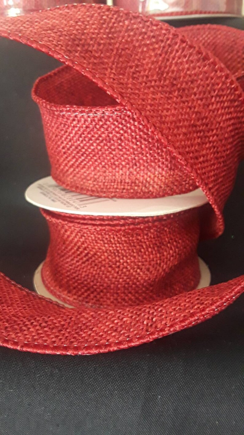 Red Wired Ribbon. 1.5 in x 12 Ft Fabric Ribbon Roll. Christmas | Etsy