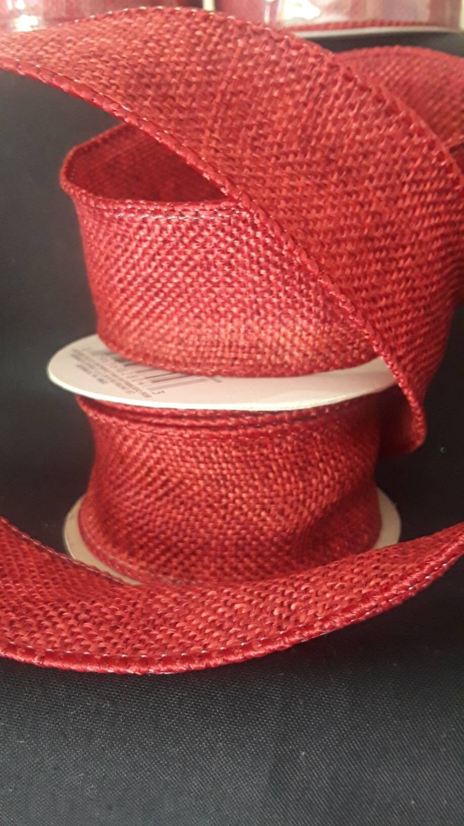 Red Wired Ribbon. 1.5 in X 12 Ft Fabric Ribbon Roll. Christmas - Etsy