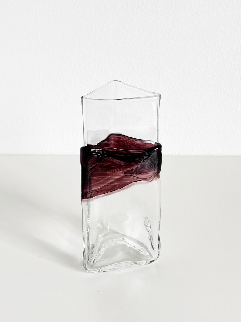 William Salas Triangular Handblown Glass Vintage Vase With Purple ...