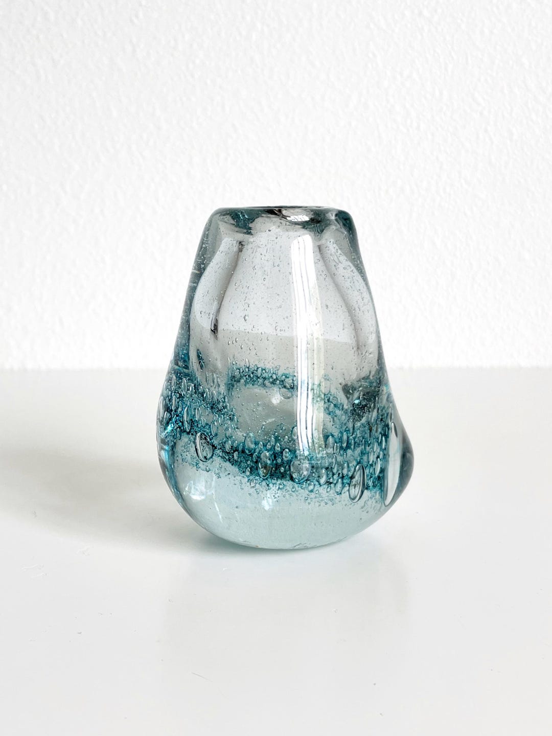 Vintage James Kingwell 1970s Aqua Blue Bubble Wabi Sabi Art Glass ...