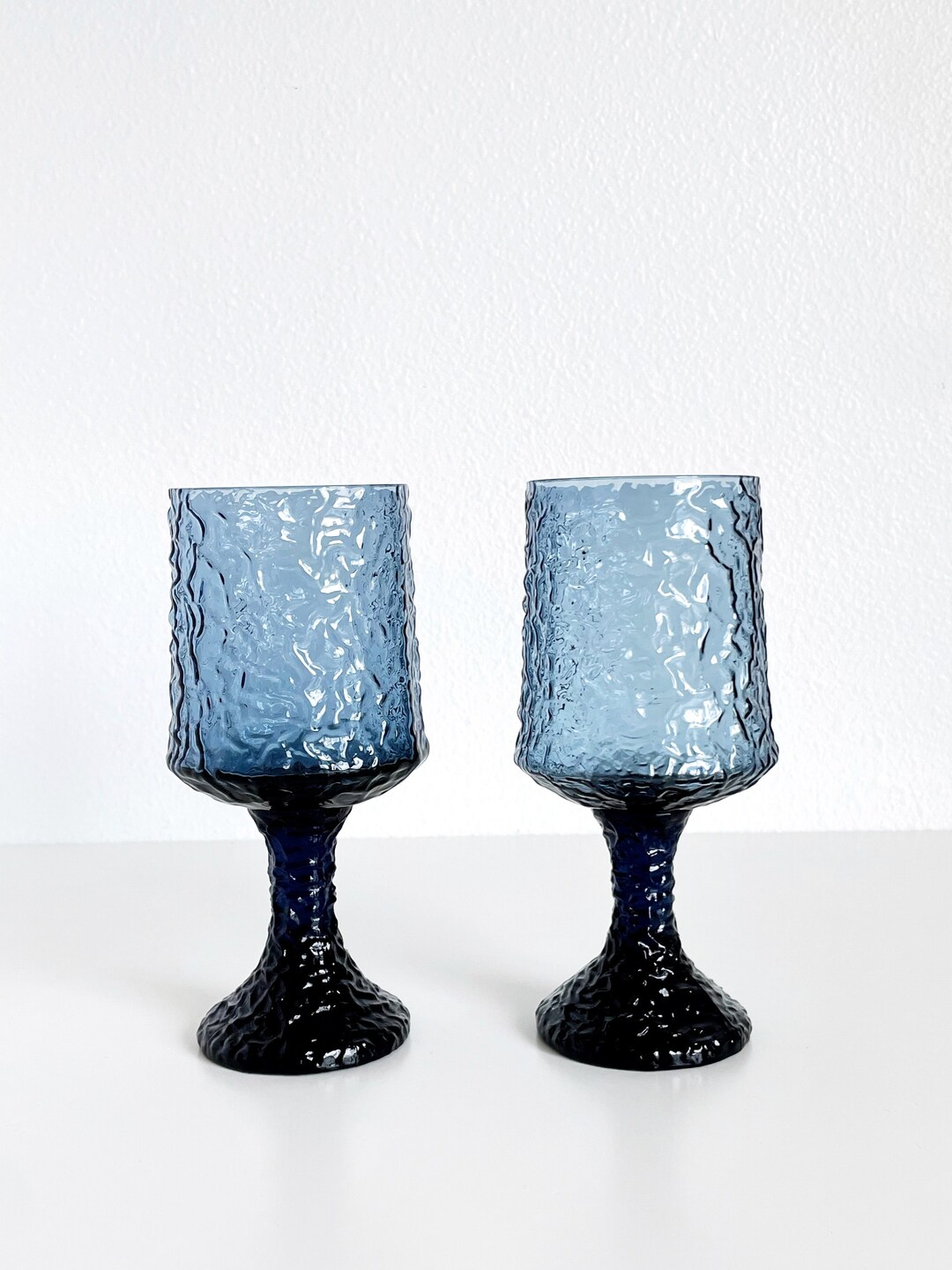 Pair of Lenox Dark Blue Textured Glass Impromptu Water Goblets - Etsy